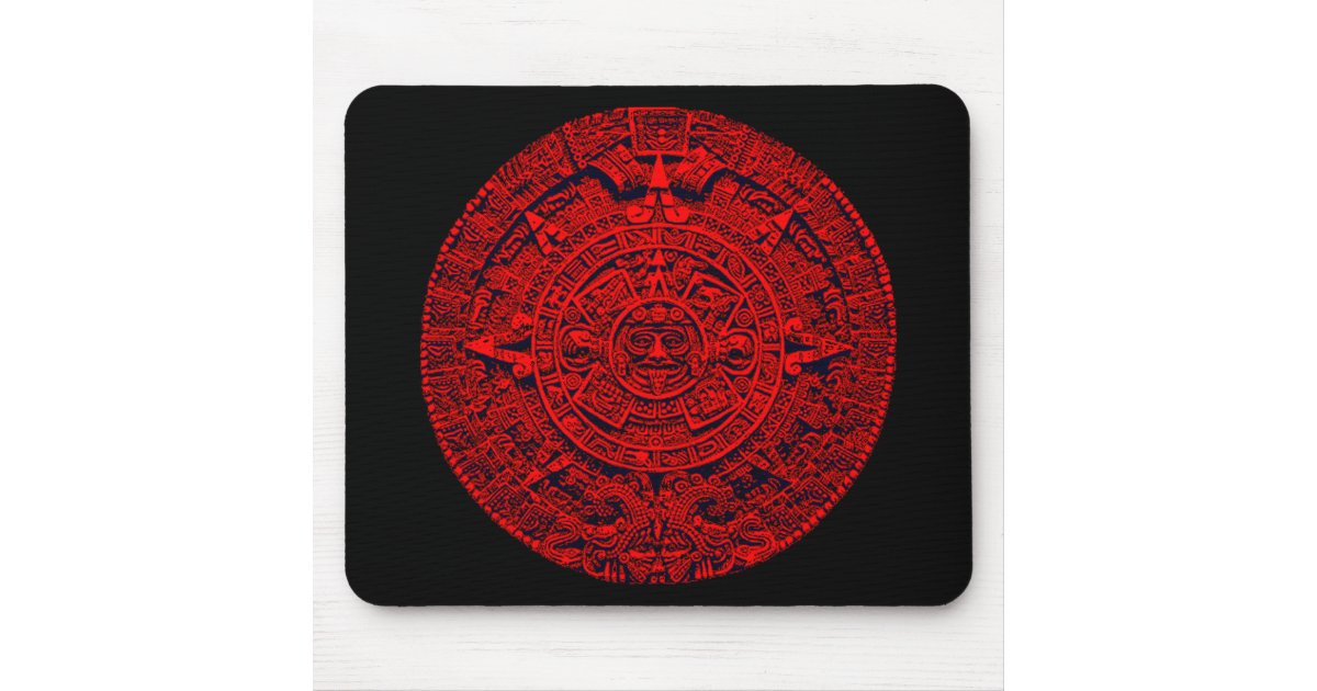 Aztec Calendar - red Mouse Pad | Zazzle