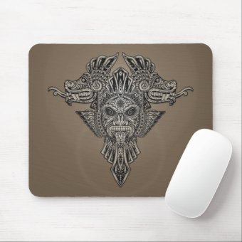 Aztec Dragons Mask (gray) Mouse Pad | Zazzle