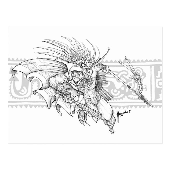 Aztec Eagle Warrior Postcard | Zazzle.com