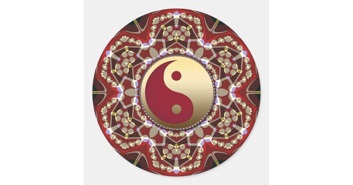 Aztec Geometric Golden Yin Yang Sticker | Zazzle
