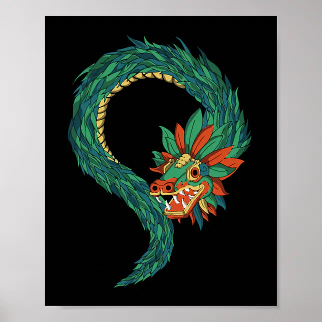 Aztec God Quetzalcoatl Snake Dragon Inca Maya Civi Poster | Zazzle