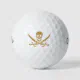 Aztec Gold Skull & Cutlass Pirate Calico Jack Golf Balls | Zazzle