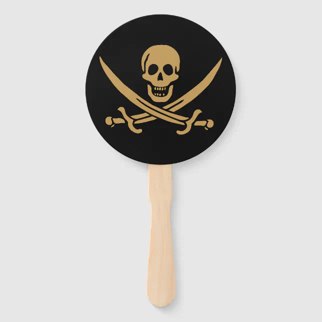 Aztec Gold Skull & Cutlass Pirate Calico Jack Hand Fan | Zazzle