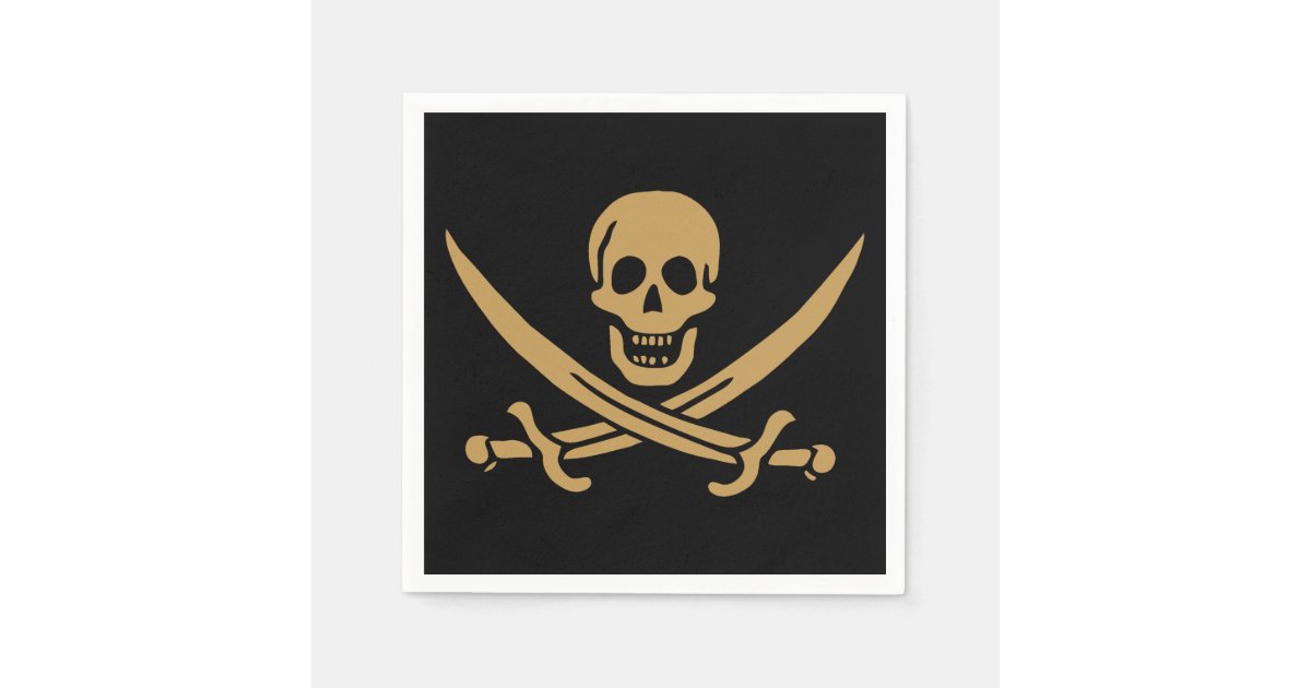 Aztec Gold Skull & Cutlass Pirate Calico Jack Napkins | Zazzle