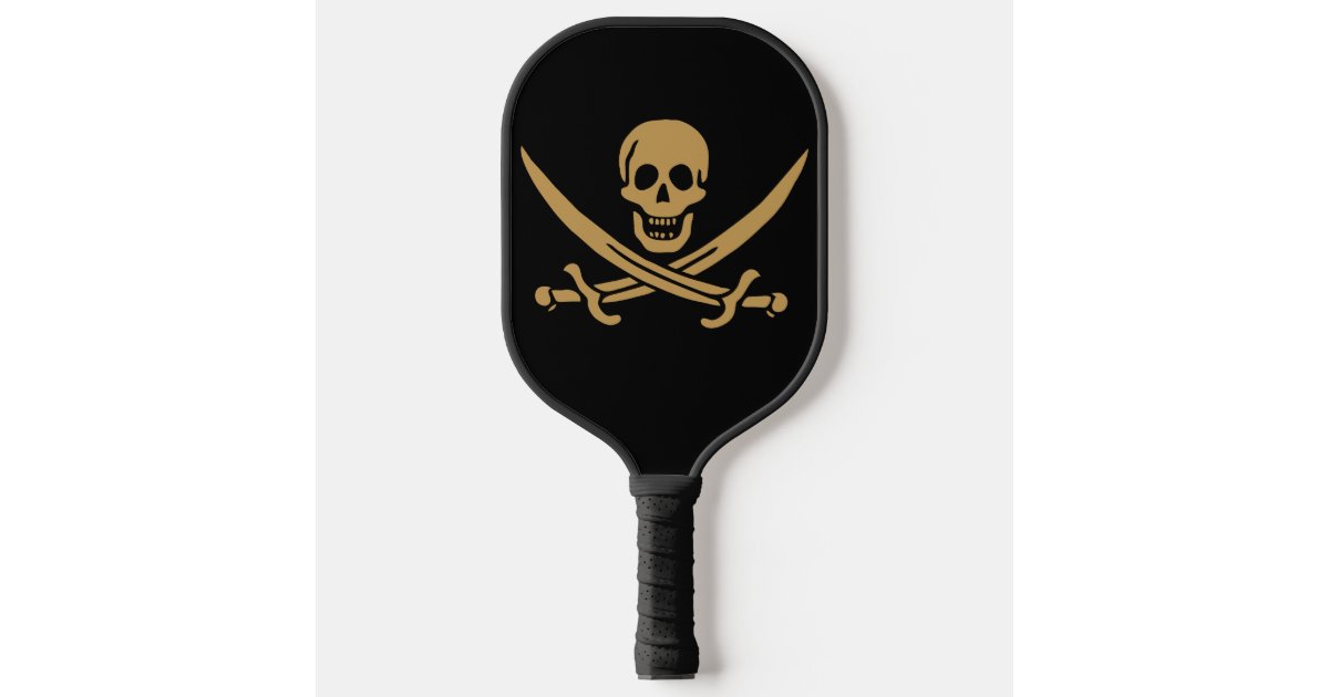 Aztec Gold Skull & Cutlass Pirate Calico Jack Pickleball Paddle | Zazzle