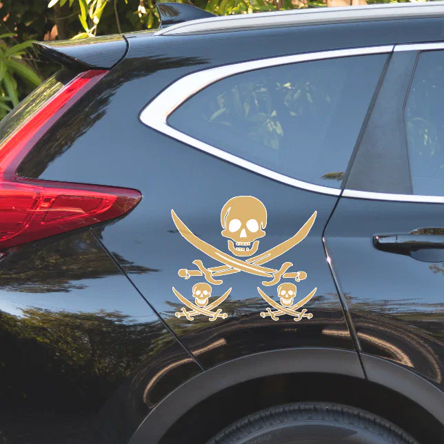 Aztec Gold Skull & Cutlass Pirate Calico Jack Sticker | Zazzle