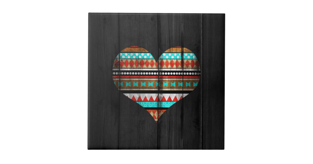 Aztec heart ceramic tile | Zazzle