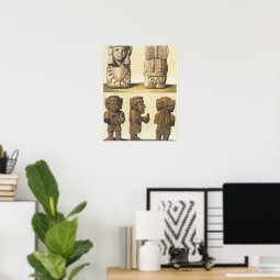 Aztec Idols, Mexico (colour lithograph) Poster | Zazzle