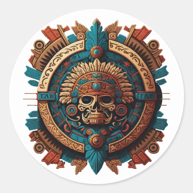Aztec, Inca and Maya Ancient Symbol Classic Round Sticker | Zazzle