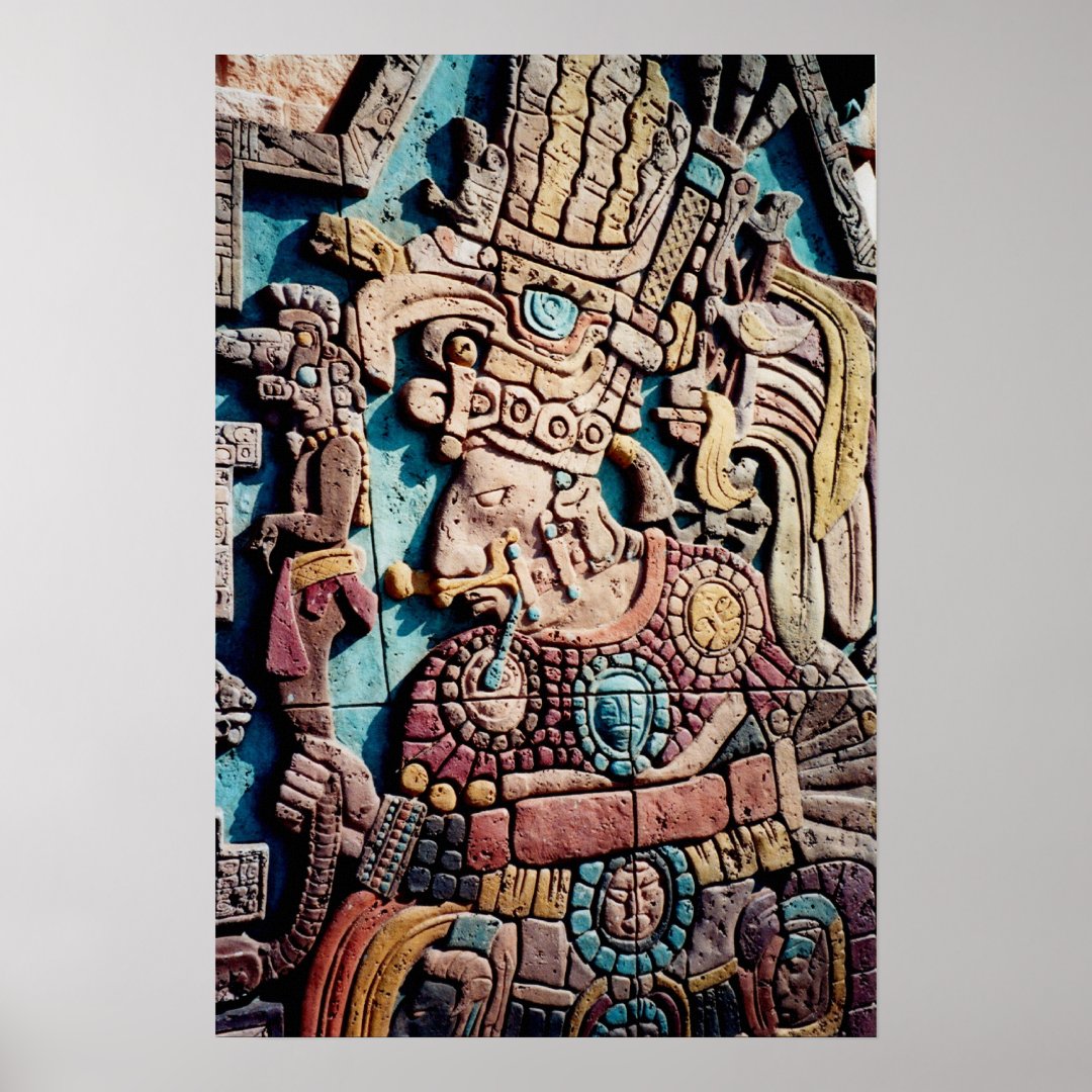 Aztec Inca Indian High Priest Pyramid Art Poster | Zazzle