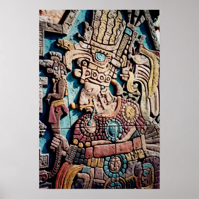 Aztec Inca Indian High Priest Pyramid Art Poster | Zazzle