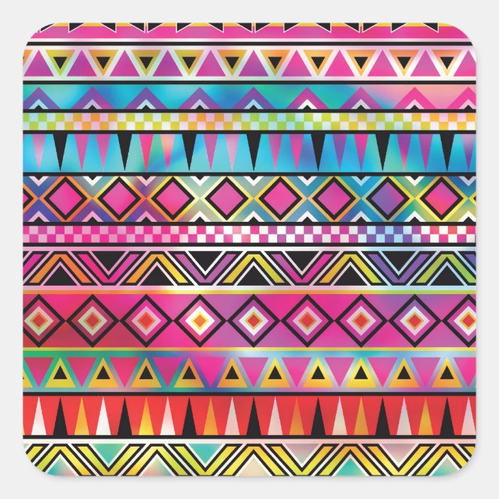 Aztec inspired pattern square sticker | Zazzle.com
