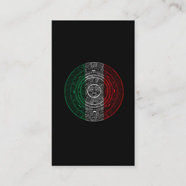 Aztec Mexica Calendar Mexican Flag Art Business Card | Zazzle