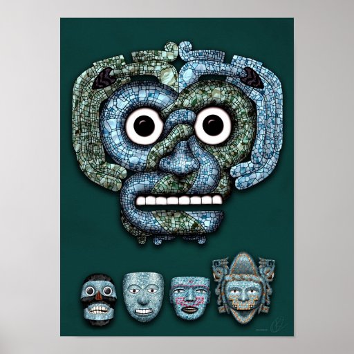 Aztec Mosaic Masks Poster | Zazzle