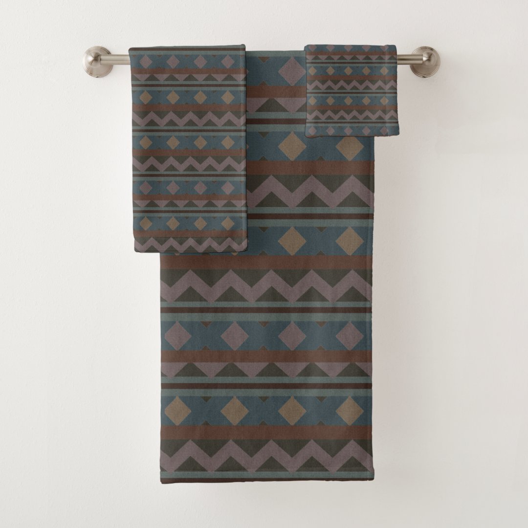 Aztec Native American Geometric Design Bath Towel Set | Zazzle