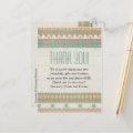 Aztec Native Peach/Aqua Thank You Postcard | Zazzle