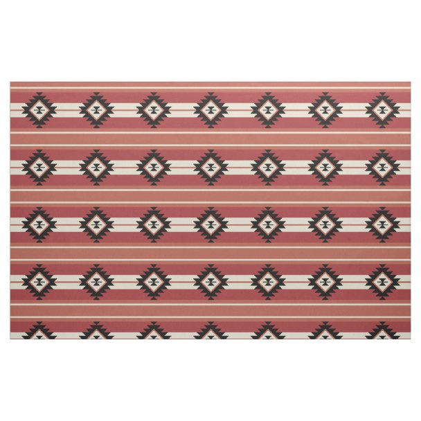 Aztec Tribal Symbol Black Pattern Fabric | Zazzle