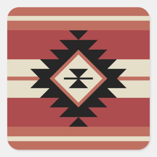 Aztec pattern square sticker | Zazzle.com