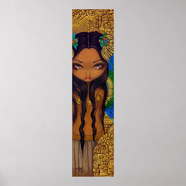 Aztec Princess ART PRINT Mayan Big Eye Art | Zazzle