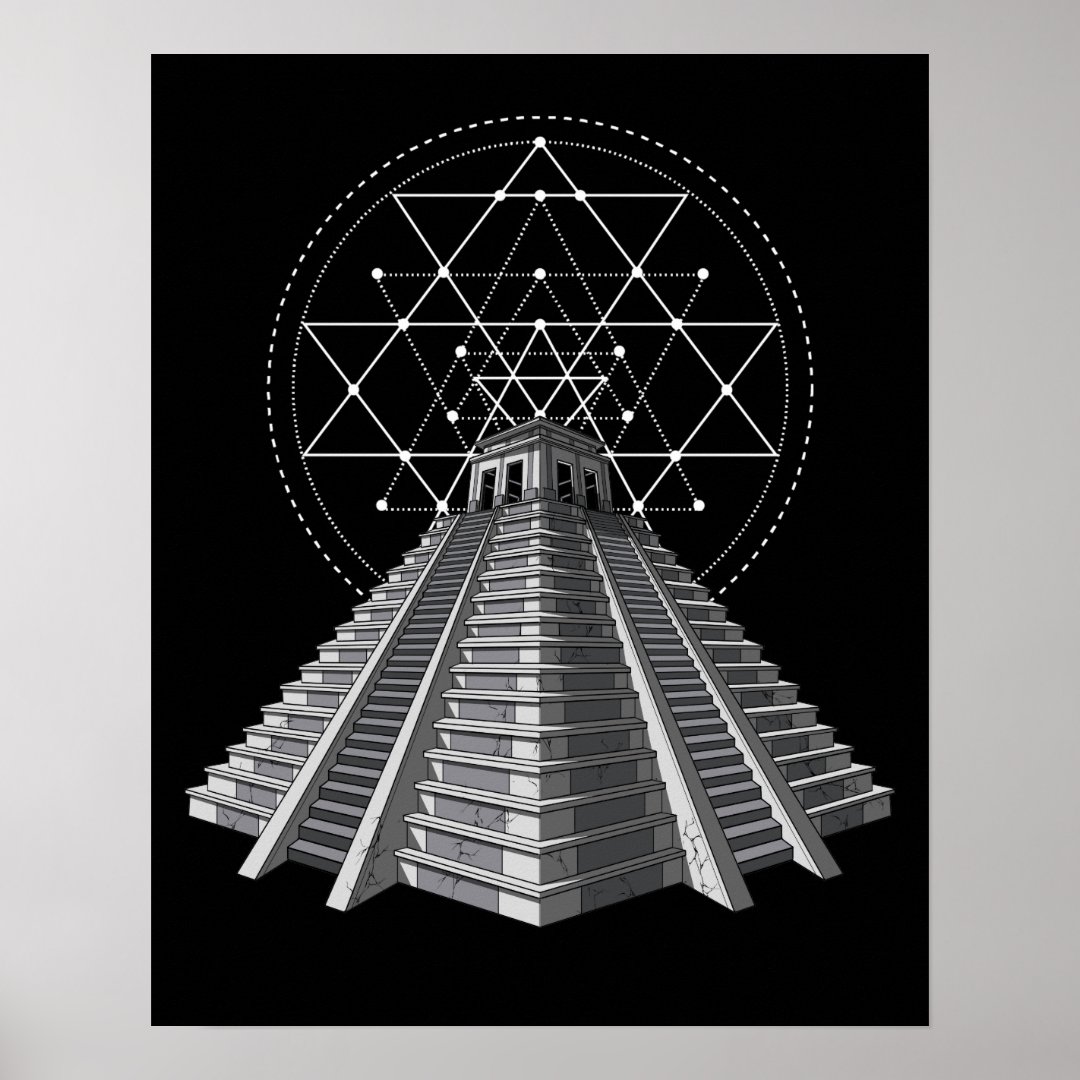 Aztec Pyramid Ancient Mayan Sacred Geometry Poster | Zazzle