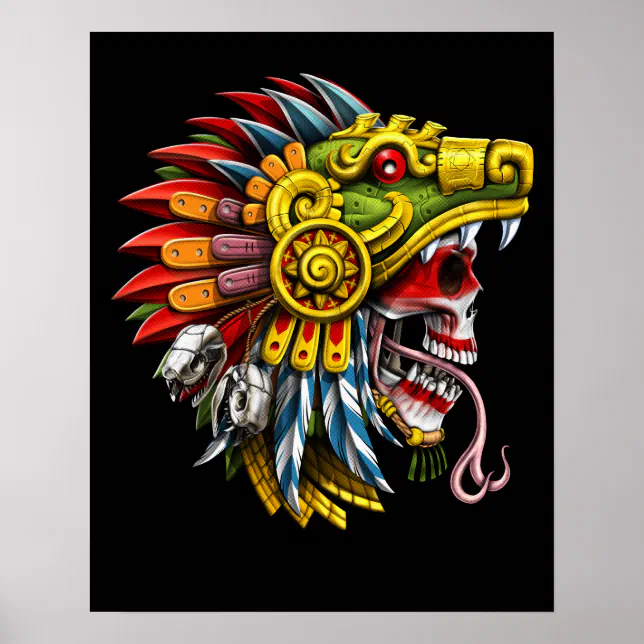 Aztec Serpent Skull Warrior Poster | Zazzle