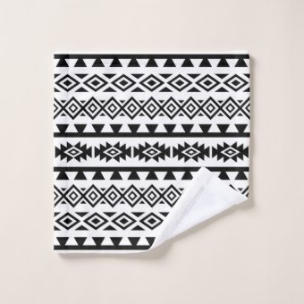 Aztec Stylized Pattern II Black on White Bath Towel Set | Zazzle