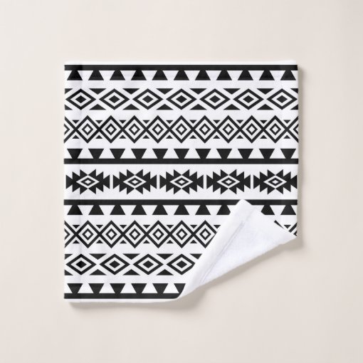 Aztec Stylized Pattern II Black on White Bath Towel Set | Zazzle