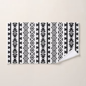 Aztec Stylized Pattern II Black on White Bath Towel Set | Zazzle