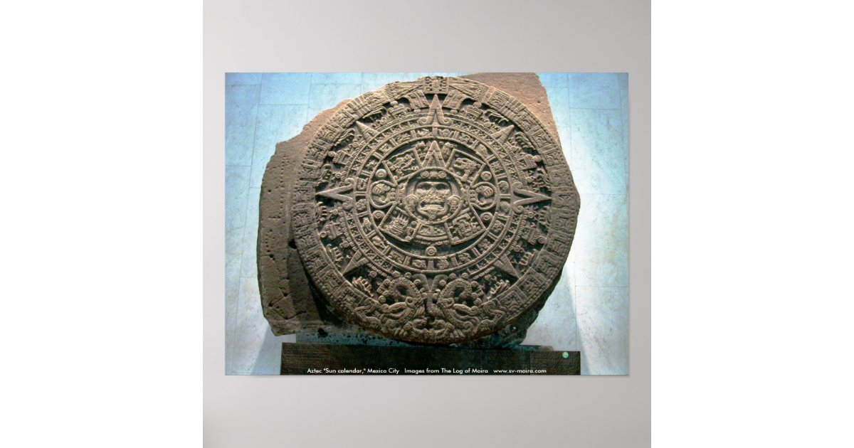 Aztec "Sun calendar," Mexico City Poster | Zazzle