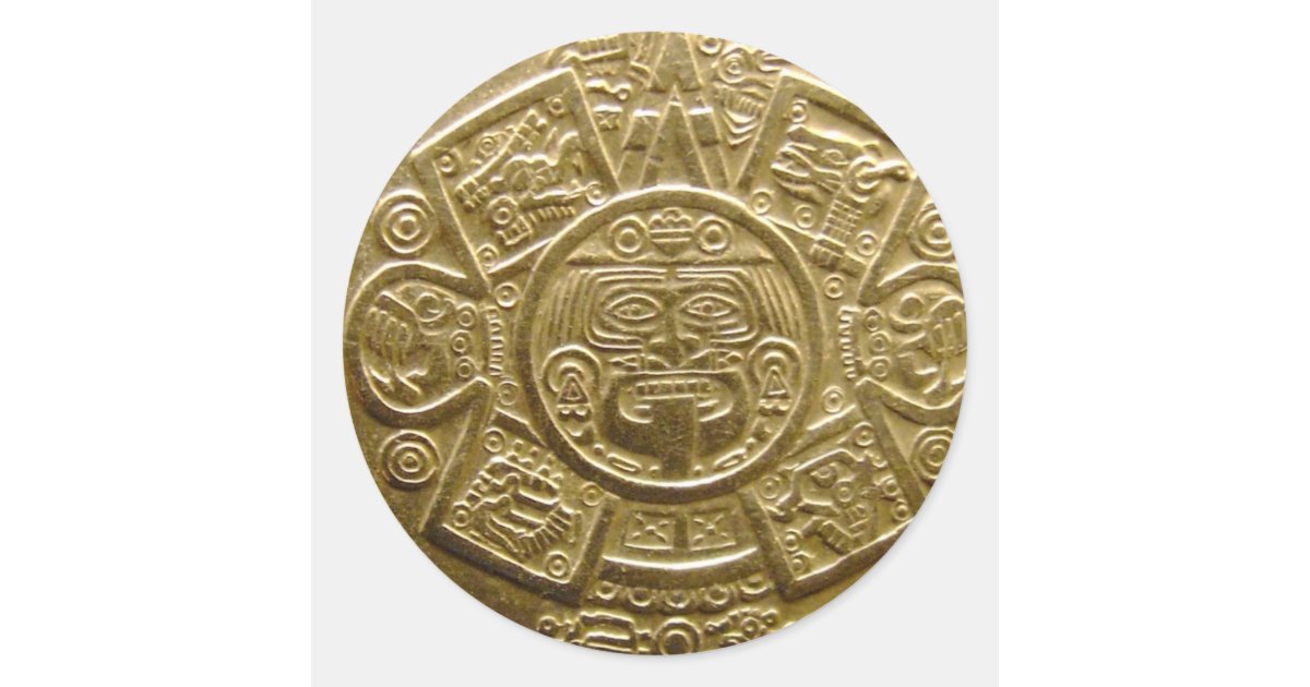 Aztec sun disk sticker | Zazzle
