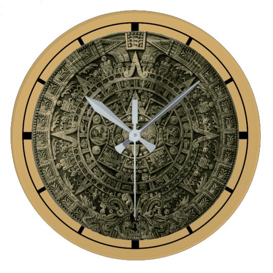 Aztec Sun Stone Zodiac Calendar Large Clock | Zazzle.com