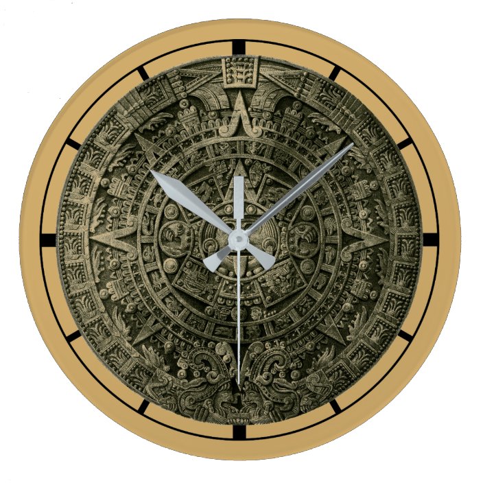 Aztec Sun Stone Zodiac Calendar Large Clock | Zazzle.com
