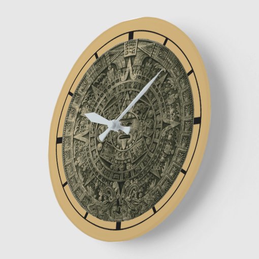 Aztec Sun Stone Zodiac Calendar Large Clock | Zazzle
