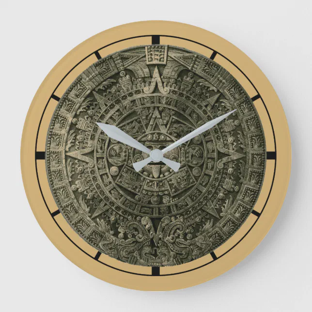 Aztec Sun Stone Zodiac Calendar Large Clock | Zazzle
