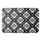 Aztec Symbol Stylized Pattern White on Black Bath Mat | Zazzle