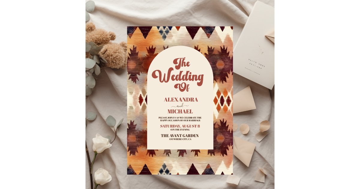 Aztec Tribal Brown Ethnic Western Wedding Invitation | Zazzle