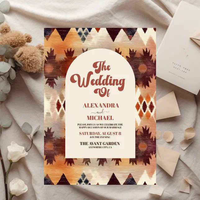 Aztec Tribal Brown Ethnic Western Wedding Invitation | Zazzle