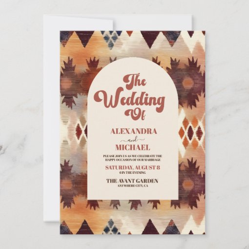 Aztec Tribal Brown Ethnic Western Wedding Invitation | Zazzle
