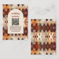 Aztec Tribal Brown Ethnic Western Wedding qr code Enclosure Card | Zazzle