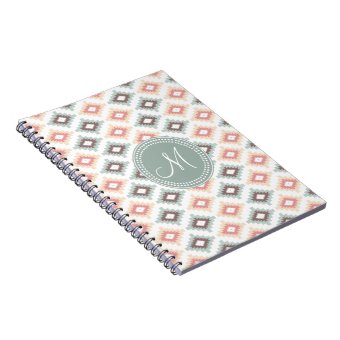 Aztec Tribal Pink Pink Monogram Pattern Notebook | Zazzle