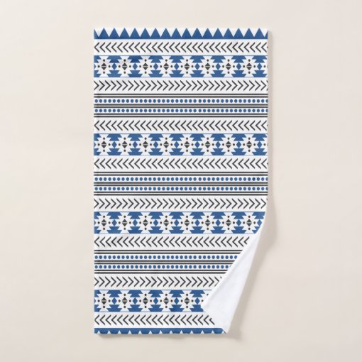 Aztec Tribal Print Blue Black White Bath Towel Set | Zazzle