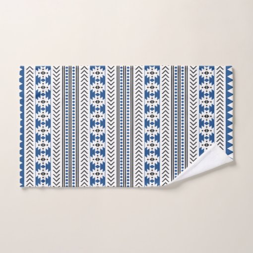 Aztec Tribal Print Blue Black White Bath Towel Set | Zazzle