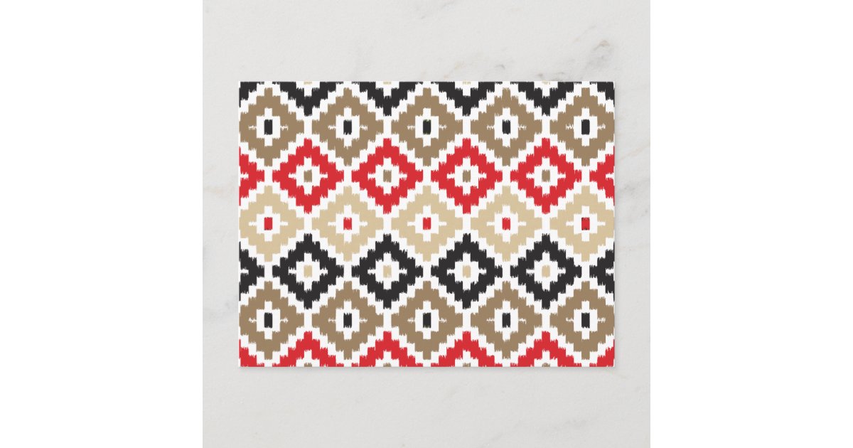 Aztec Tribal Print Ikat Diamond Pattern Postcard | Zazzle