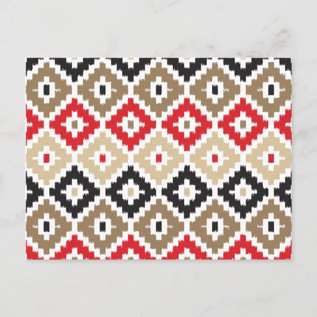 Aztec Tribal Print Ikat Diamond Pattern Postcard | Zazzle