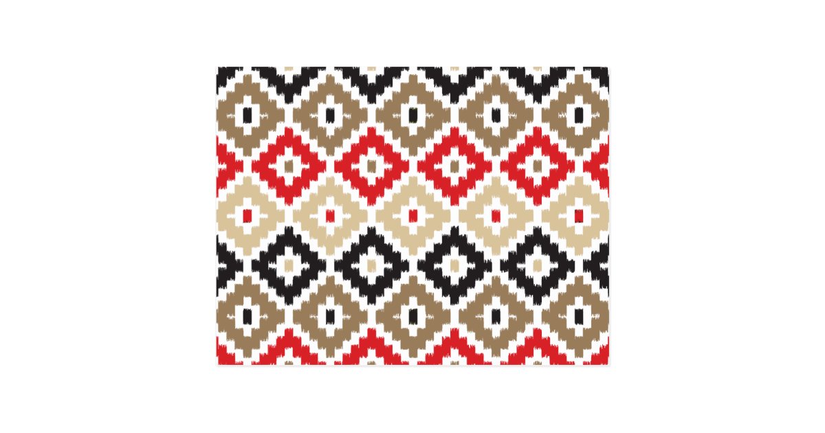 Aztec Tribal Print Ikat Diamond Pattern Postcard | Zazzle.com