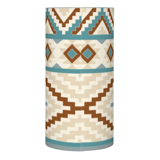 Aztec Tribal Print Neutral Browns Beige Teal Flameless Candle | Zazzle