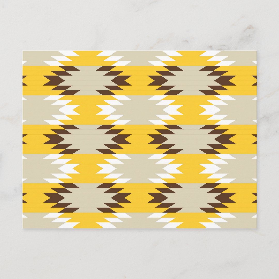 Aztec Tribal Yellow Brown Native American Designs Postcard | Zazzle