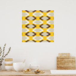 Aztec Tribal Yellow Brown Native American Designs Poster | Zazzle