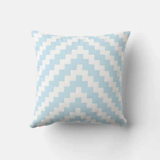 Aztec Zigzag in Baby Blue and White Throw Pillow | Zazzle