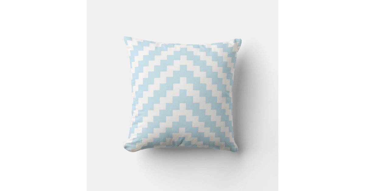 Aztec Zigzag in Baby Blue and White Throw Pillow | Zazzle